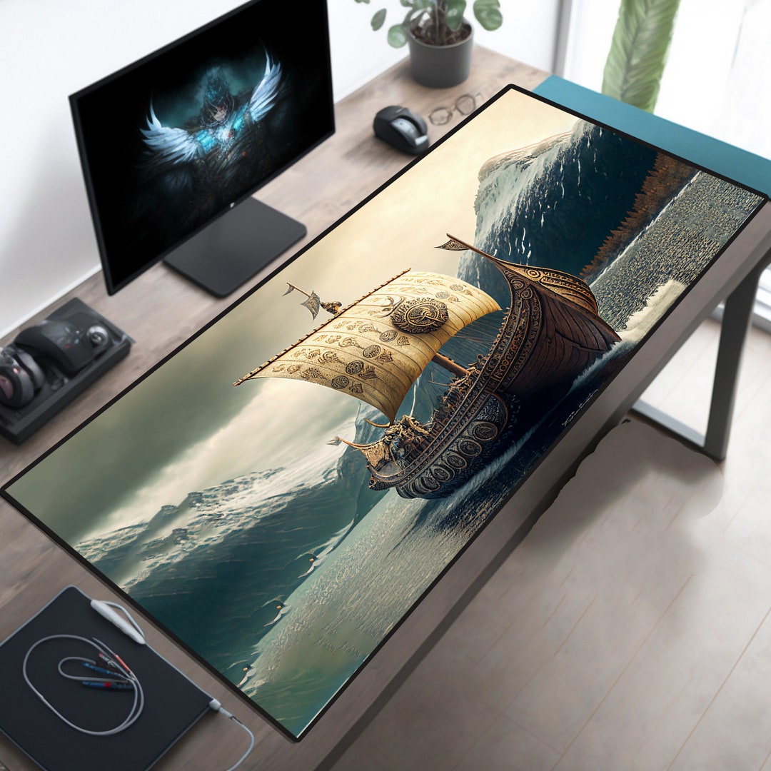 Viking Ship Desk Mat Cute, XL Mouse Pad, Large Desk Mat Pad, Gaming ...