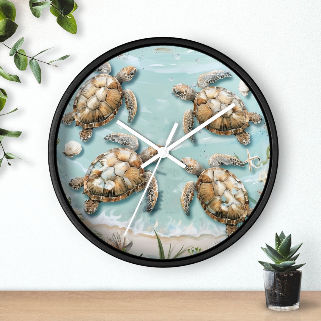 Cute Sea Turtles Round Clock - Sea Turtle Clock - Nursery Clock ...