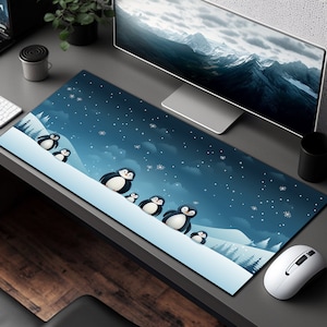 Penguins Desk Pad, Cute Desk Mat, Penguin Mousepad, Winter Mouse Pad ...