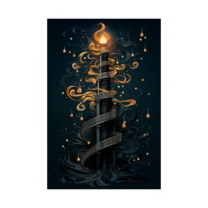 Golden Glow Blue Watch Tower Art Print, Unique Wall Decor, Bedroom Art ...