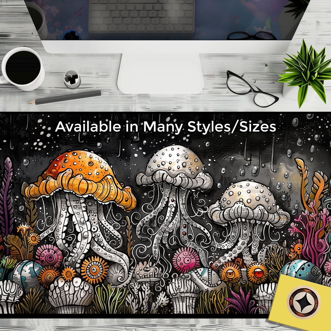 Subtle Steampunk Jellyfish Playmat or Desk Pad for Gaming or Work or ...