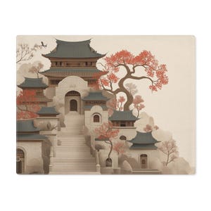 Japanese Zen Temple Placemat: Cotton Dining Table Art - Etsy
