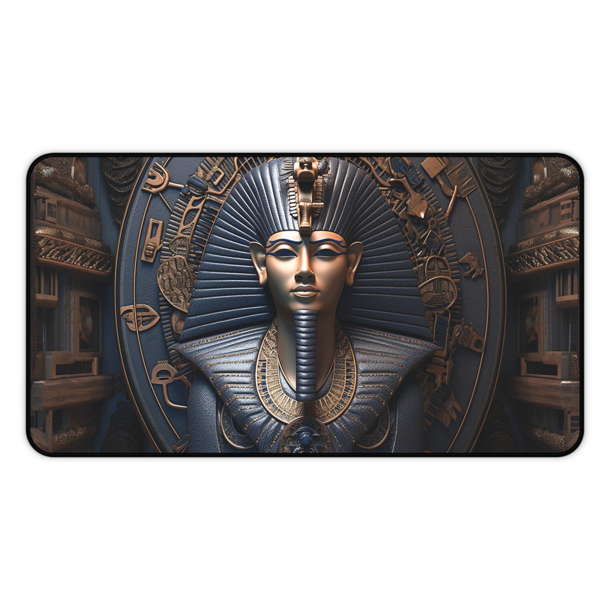 Egyptian Pharaoh Blue and Gold Relief, Egypt Desk Mat, History Desk Pad ...