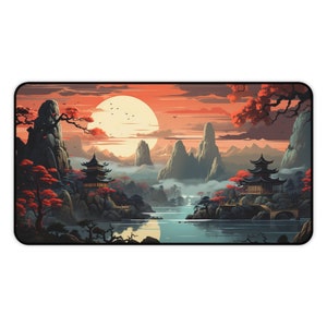Japanese Sunset Desk Mat Japan Gaming Setup Large Game Table - Etsy