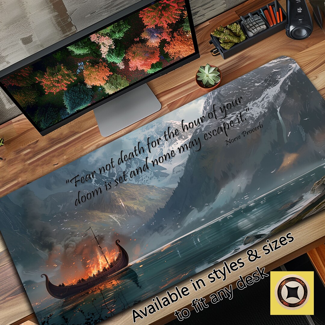 Viking Desk Mat With Norse Proverb "fear Not Death..." Gaming Desk Pad ...