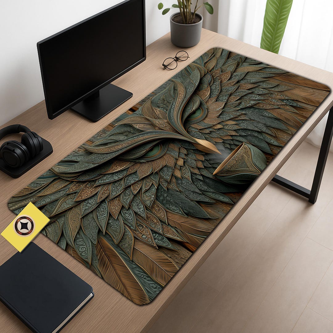 Sleepy Owl Desk Mat: Dark Academia Gaming Mouse Pad - Etsy