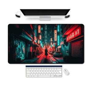Tokyo Desk Mat, Streets of City, Cyberpunk Mousepad, Gaming Mouse Pad ...