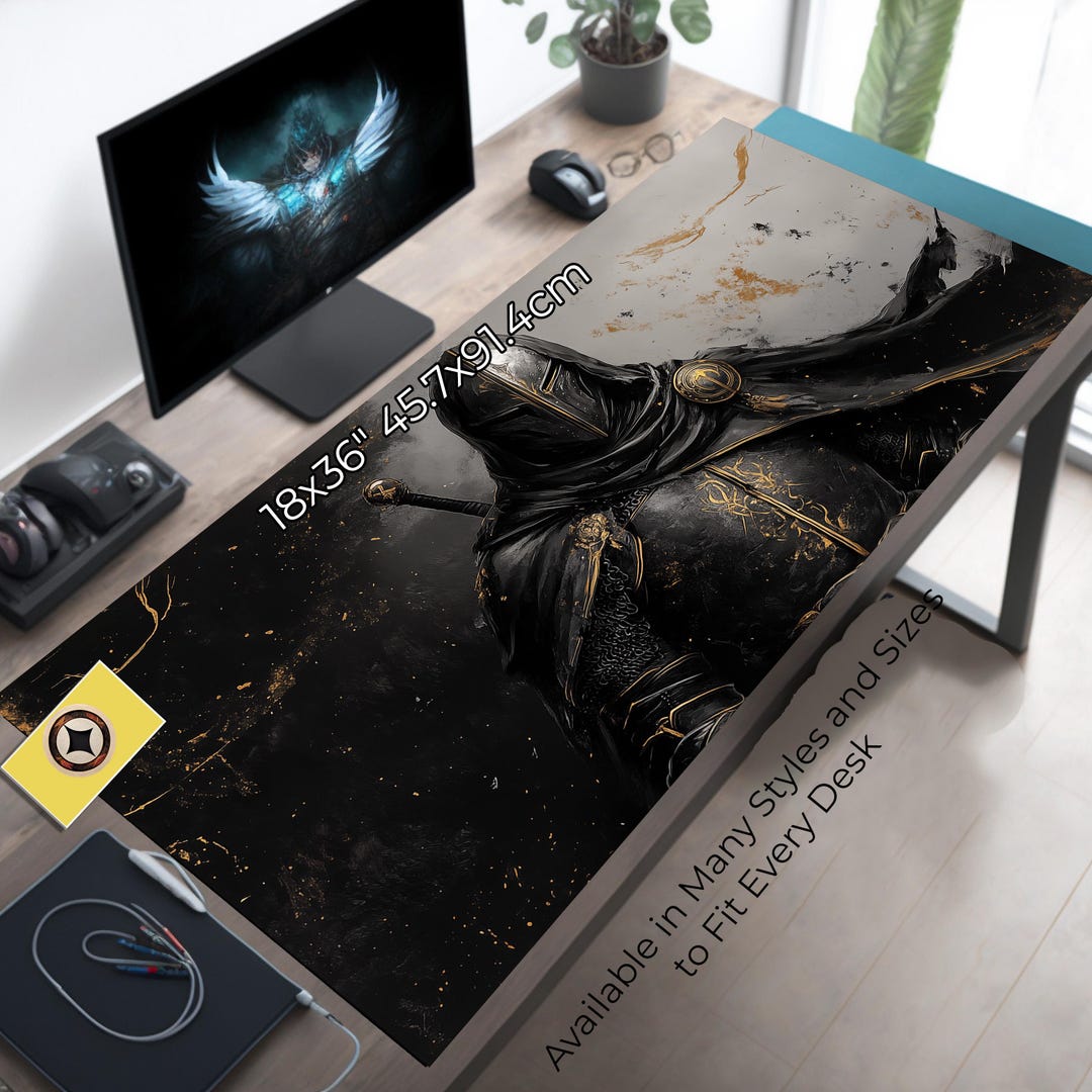 Fantasy Medieval Knight Gaming Playmat Desk Mat - TCG or PC Gamer Gift ...