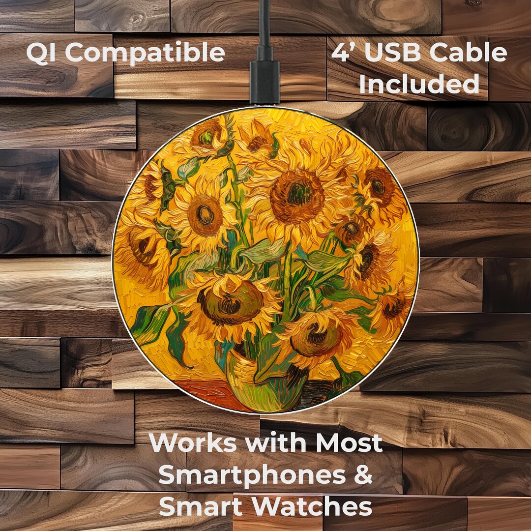 Van Gogh Style Sunflower Art - iPhone Charger - Android Wireless ...