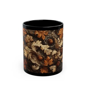 Autumn Art Mug - Oak Leaves and Acorns Print - Cute Fall Coffee Mug ...