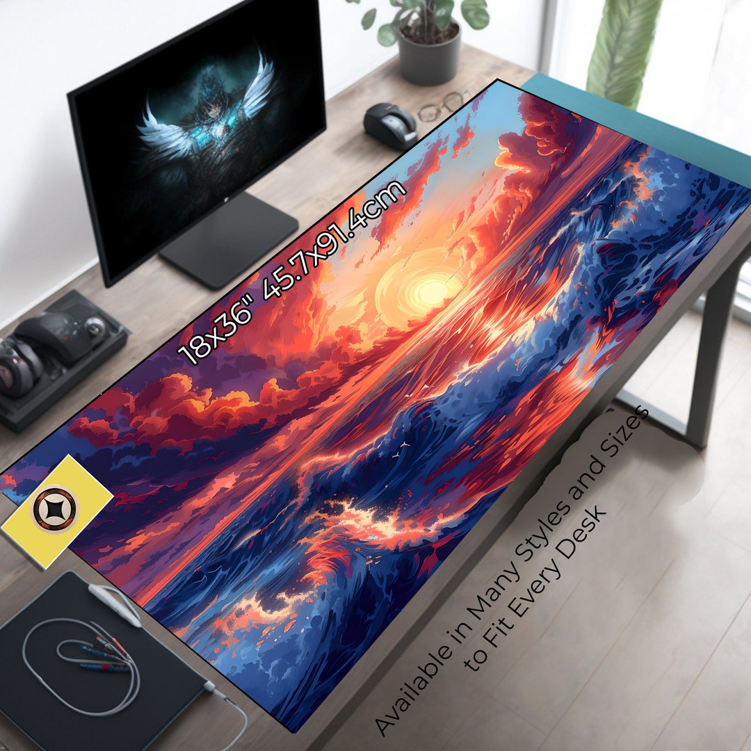 Dazzling Ocean Sunrise, Beach Desk Decor, Ocean Desk Mat, Nautical ...