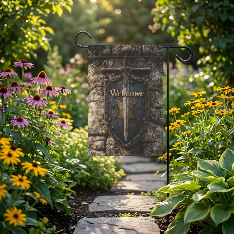 Medieval Art Garden Flag - Home Welcome Sign Featuring Medieval Wall ...