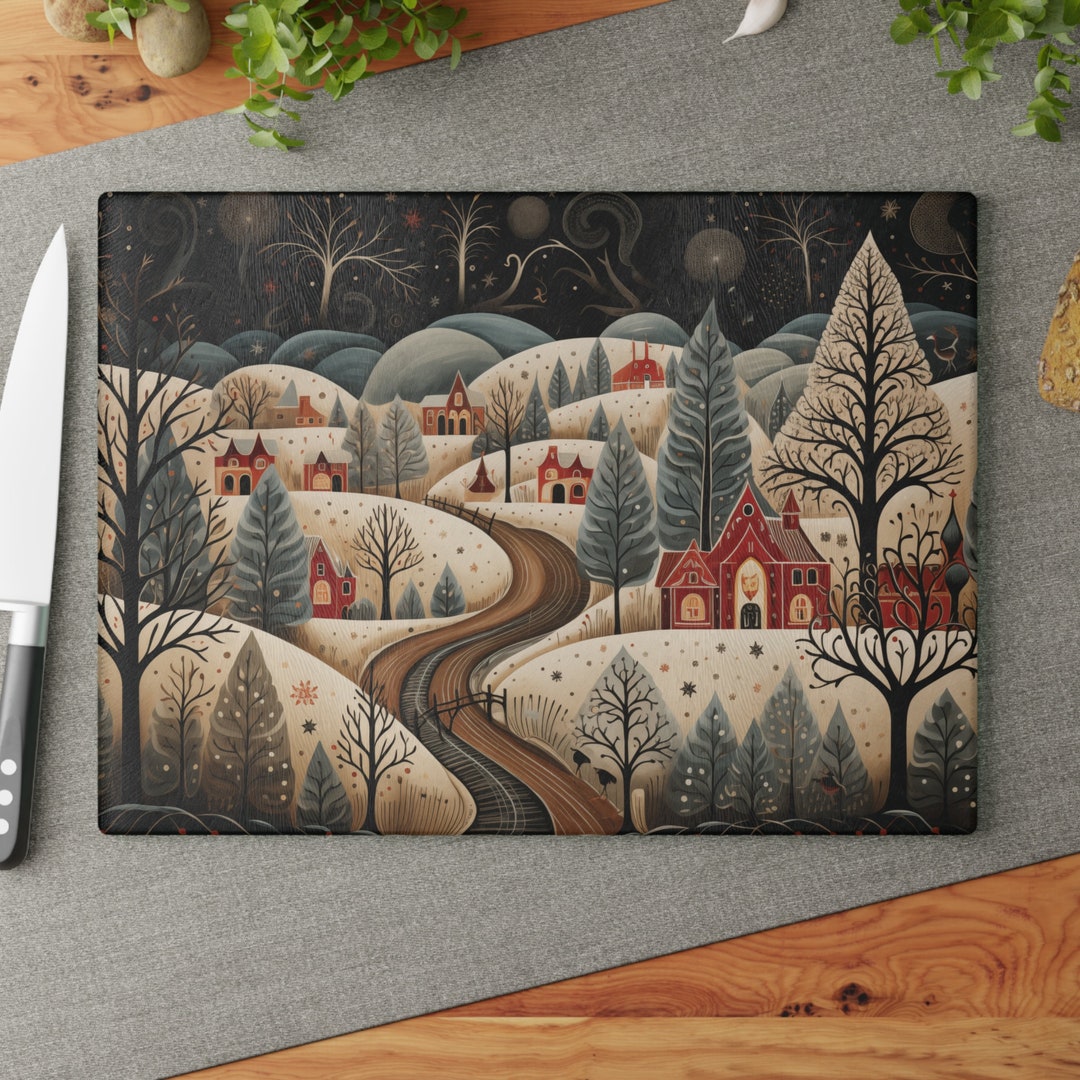Glass Cutting Board, Scandinavian Folk Art, Veg Cutting Board, Meat ...