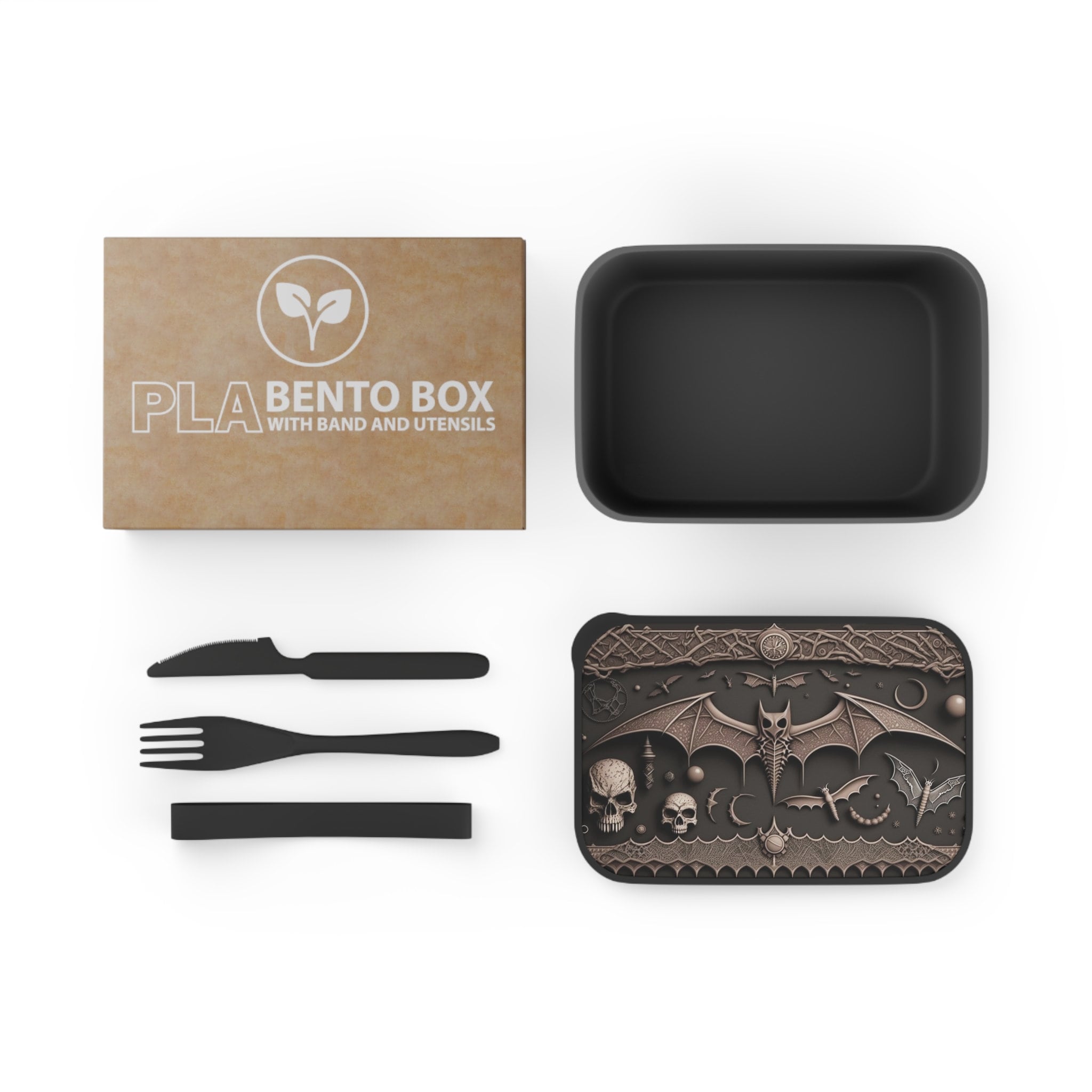 Gothic Bento Box Set, Goth Bats and Skulls Lunch Box, Skull Bento Box ...