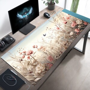 Pink Wildflowers Desk Mat Extend Gaming Mouse Pad Large Mousepad With ...
