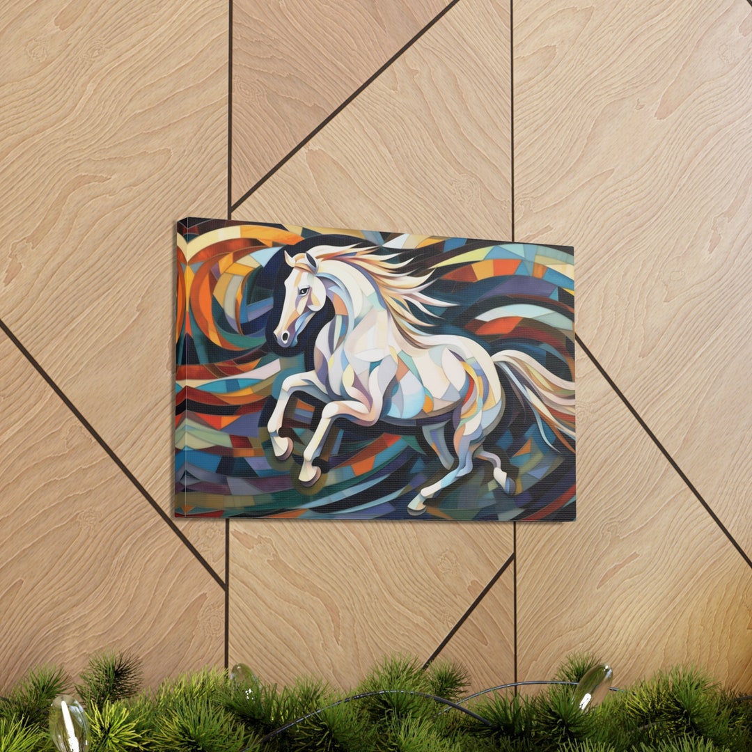 Picasso Inspired Horse Wall Canvas, Large Living Room Wall Art, Horse ...