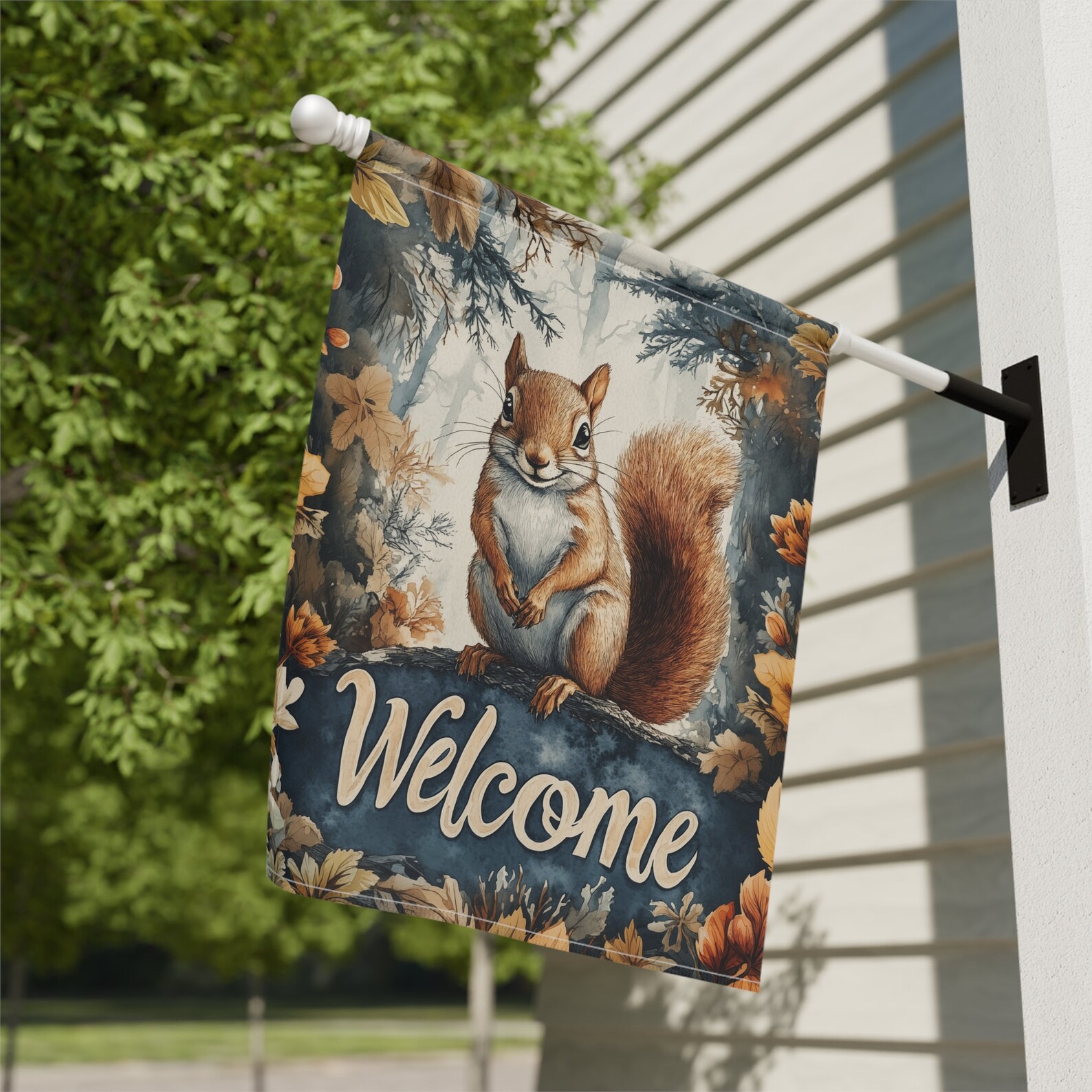 Cute Patio Banner - Cottagecore Squirrel Welcome Banner - Garden Banner ...