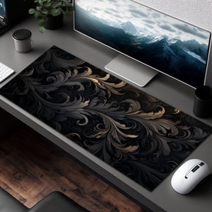 Gothic Swirl Art Desk Mat, Goth Desk Pad, Gothic Office Decor, Goth ...