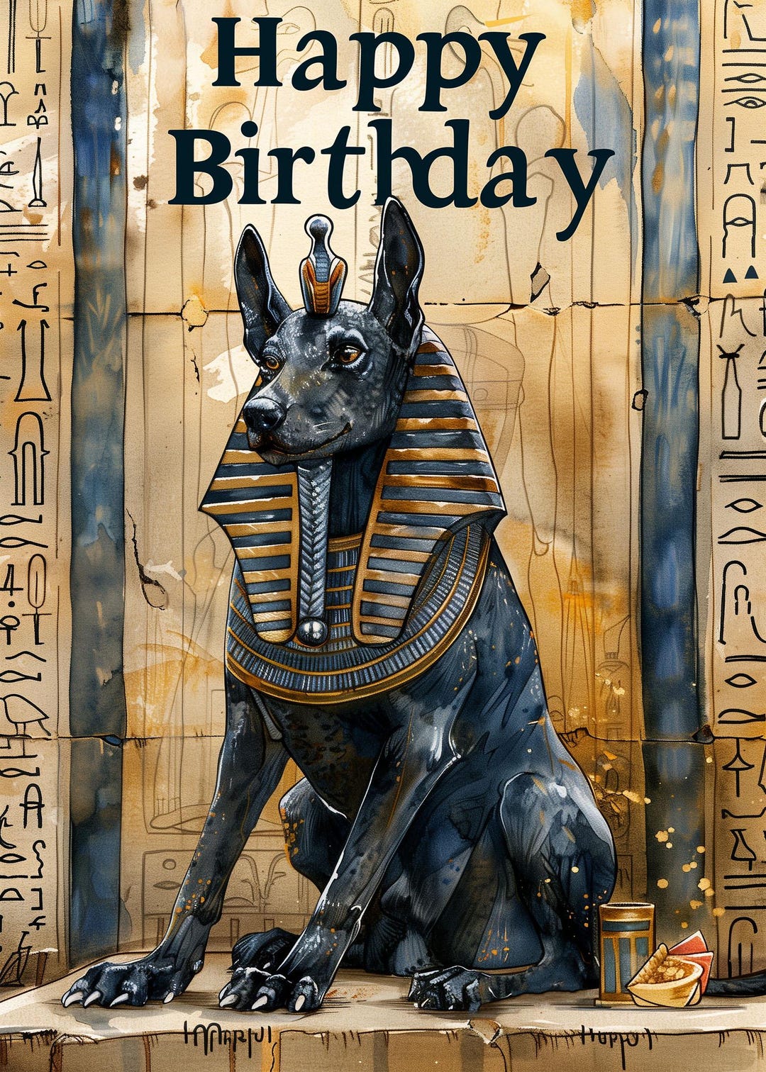 Egyptian Relief Style Happy Birthday Card, Instant Download, Print at ...