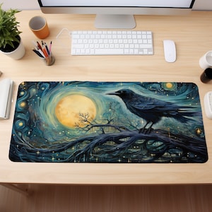 Timeless Crow Desk Mat Mousepad Xl, Goth Desk Decor, Goth Gifts, Crow ...