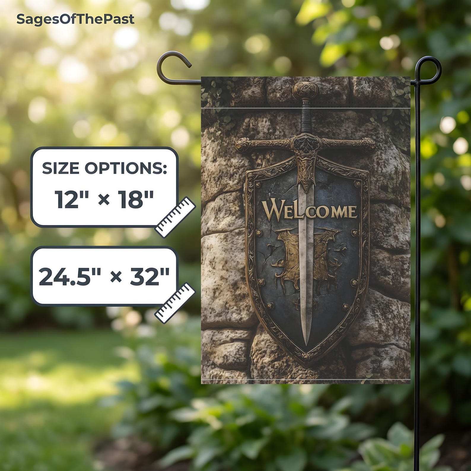 Medieval Art Garden Flag - Home Welcome Sign Featuring Medieval Wall ...