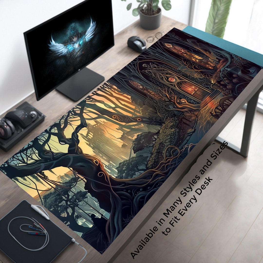 Fantasy Forest Sancturary Gaming Desk Pad Mouse Pad XL, Bookish Desk ...
