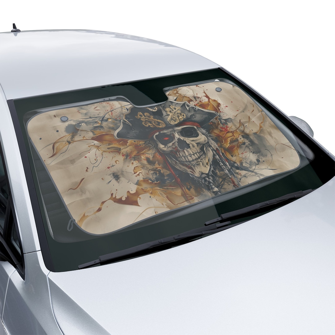 Fantasy Pirate Skull and Tricorn - Car Windshield Shade - Car Front ...