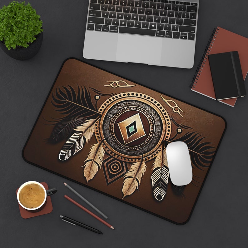 Native American Feather Crest Desk Mat Large Mouse Pad - Etsy