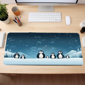 Penguins Desk Pad, Cute Desk Mat, Penguin Mousepad, Winter Mouse Pad ...