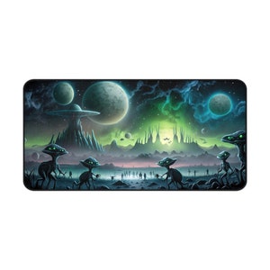 Green Alien Worlds Mouse Pad XL Desk Mat for Scary Fantasy Gaming ...