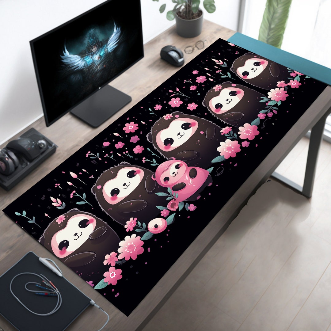 Cute Sloths Desk Decor, Kawaii Goth Deskpad, Dark Kawaii Desk Mat ...