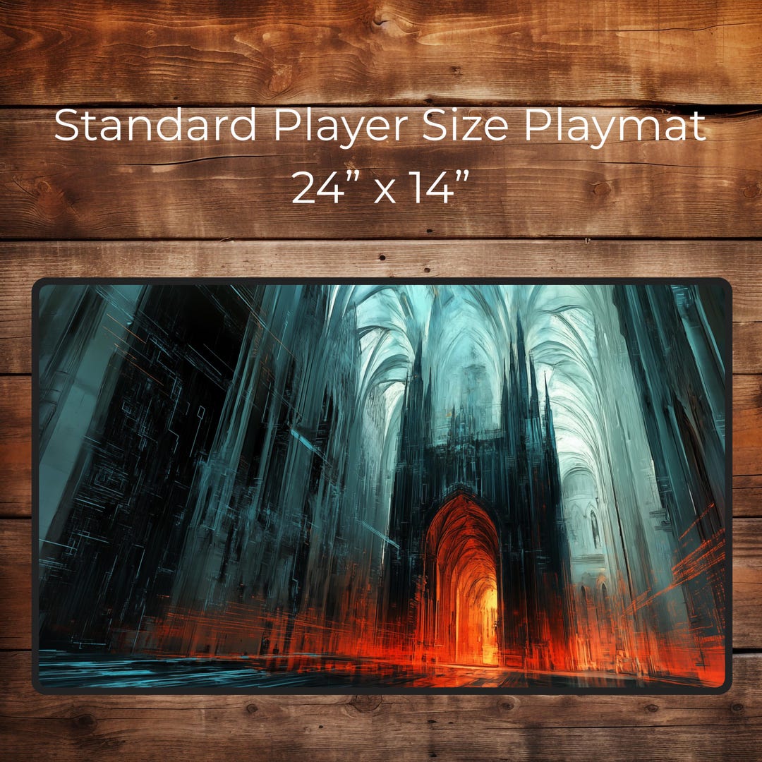 Cathedral Escapes - Dark Fantasy Fusion of Gothic and Technical Apocalypse - Gaming Playmat for ...