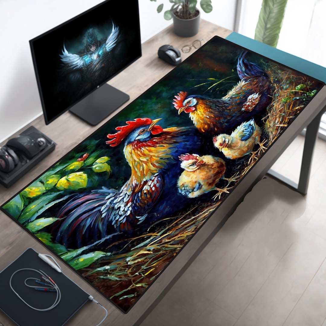 Chicken Flock Gaming Mousepad XL, Chicken Mouse Pad, Chick Desk Mat ...