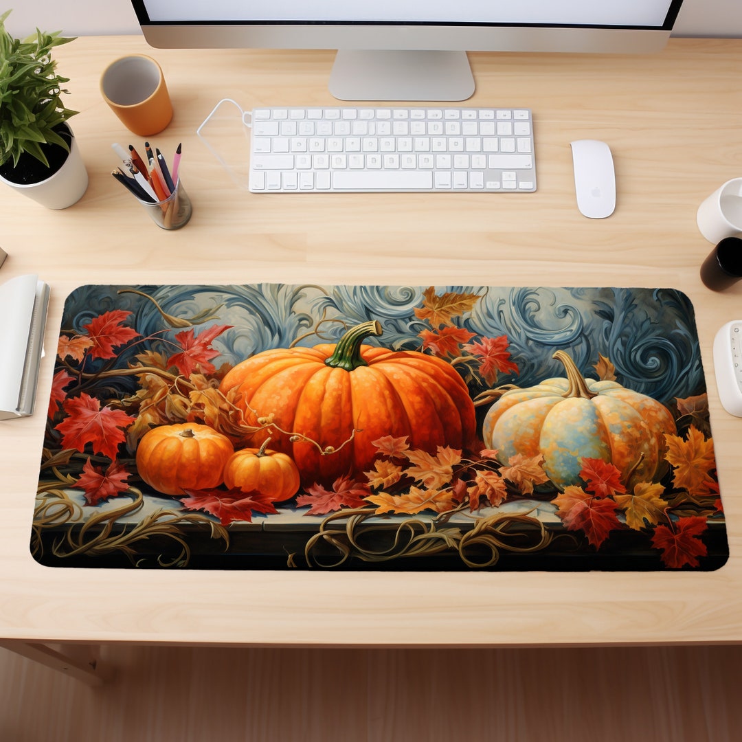 Autumn Pumpkin Painting Desk Mat, Pumpkin Mousepad, Autumn Mouse Pad ...