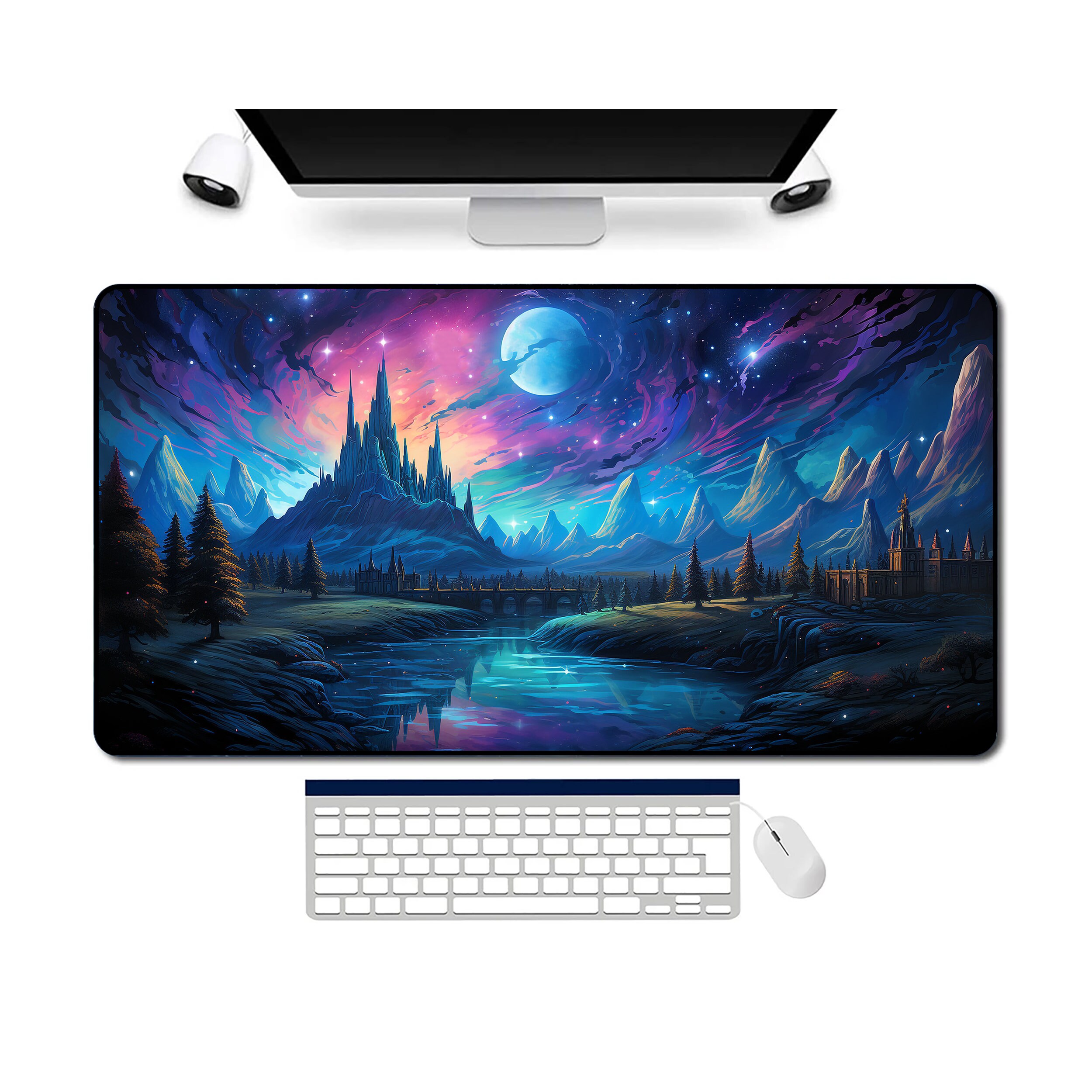 Mystic Mountain Spires Desk Mat, Enchanted Mousepad, Fantasy Mouse Pad ...