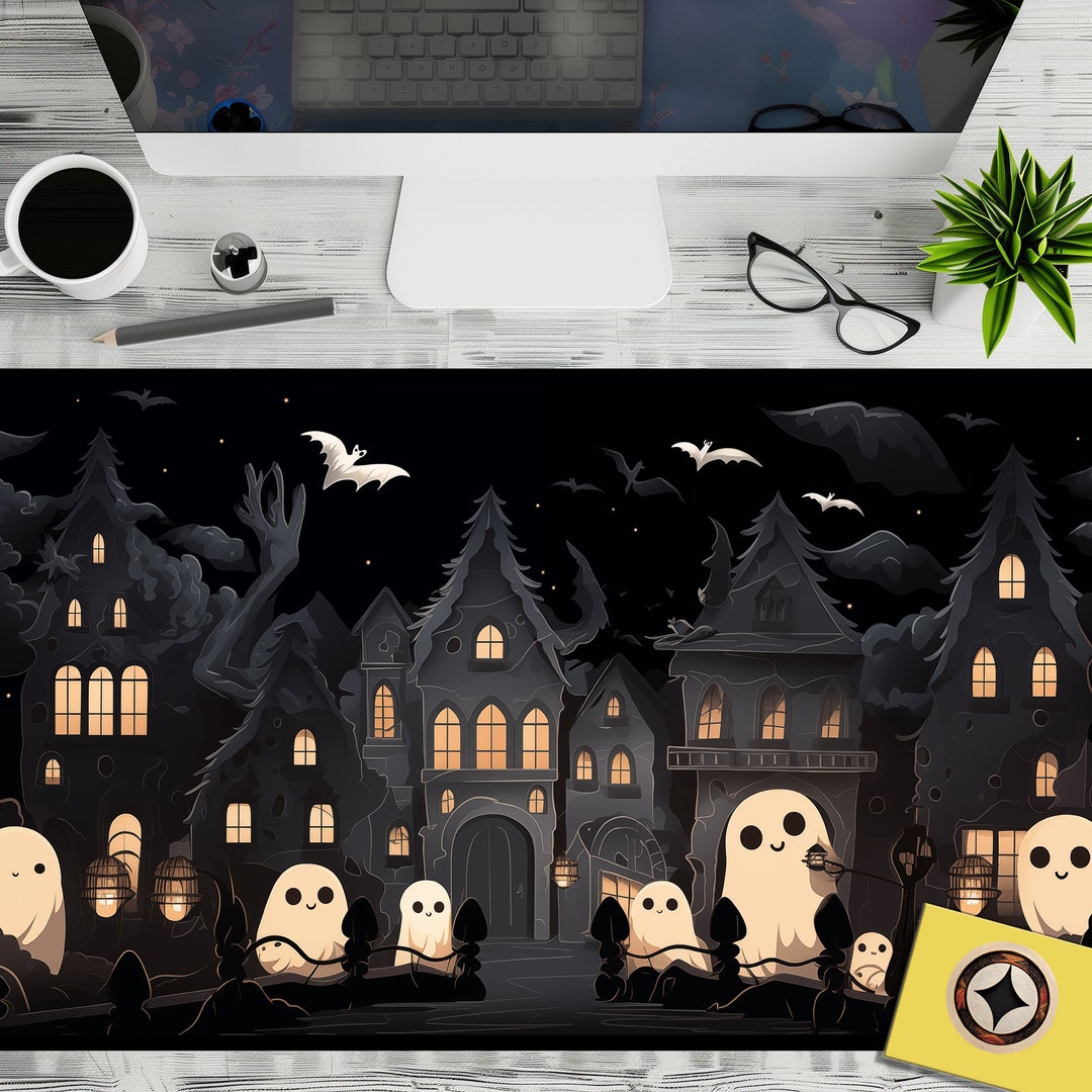 Cute Kawaii Goth Ghosts Desk Mat, Goth Mouse Pad, Ghose Mousepad, Cute ...