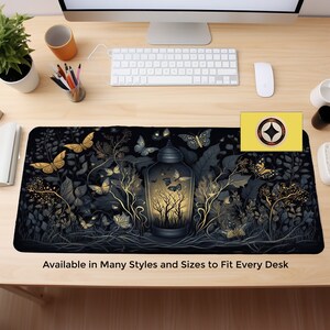 Dark Cottagecore Lantern Desk Mat, Midnight Butterfly Mouse Pad ...