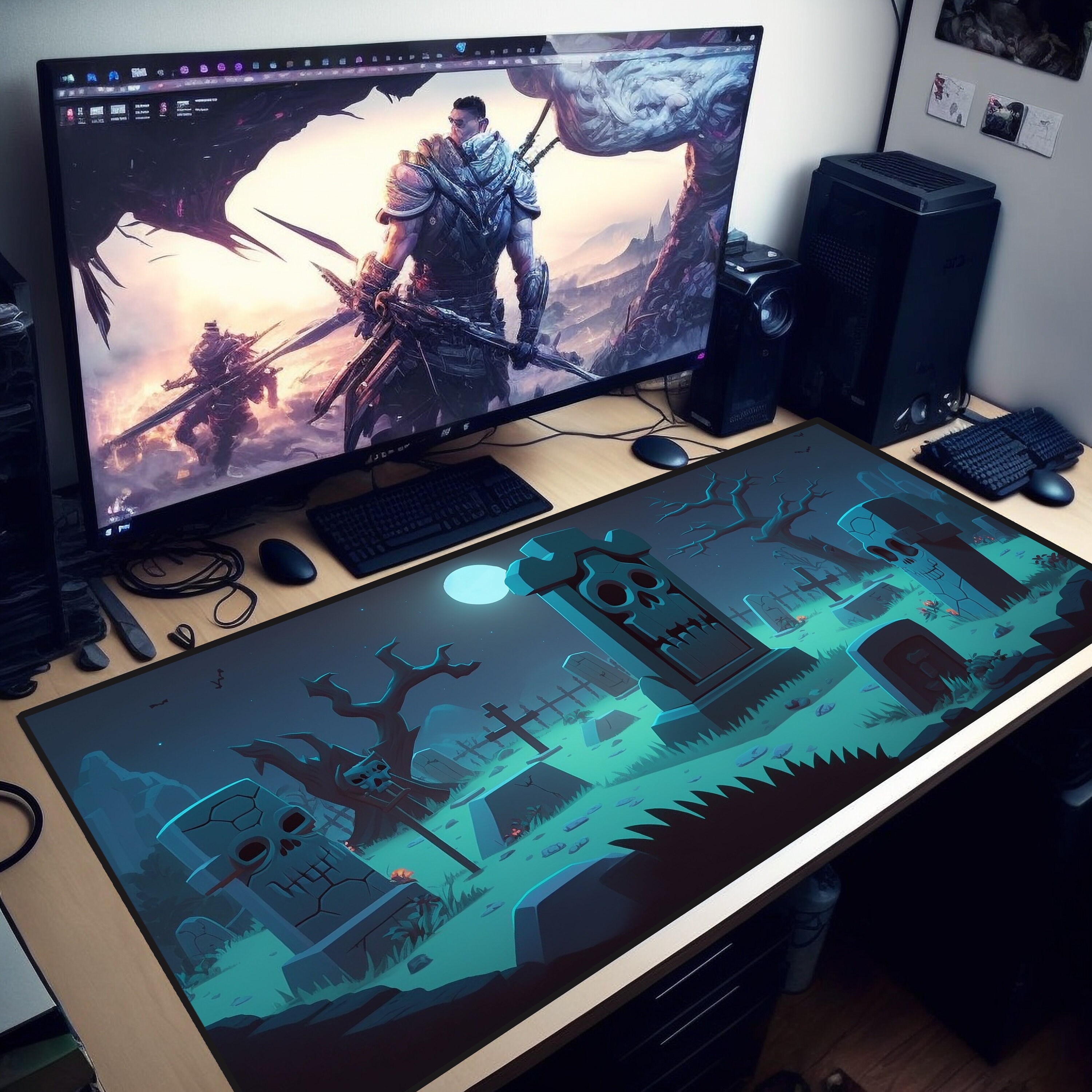 Kawaii Goth Desk Mat Cute Graveyard Desk Scary Desk Pad - Etsy