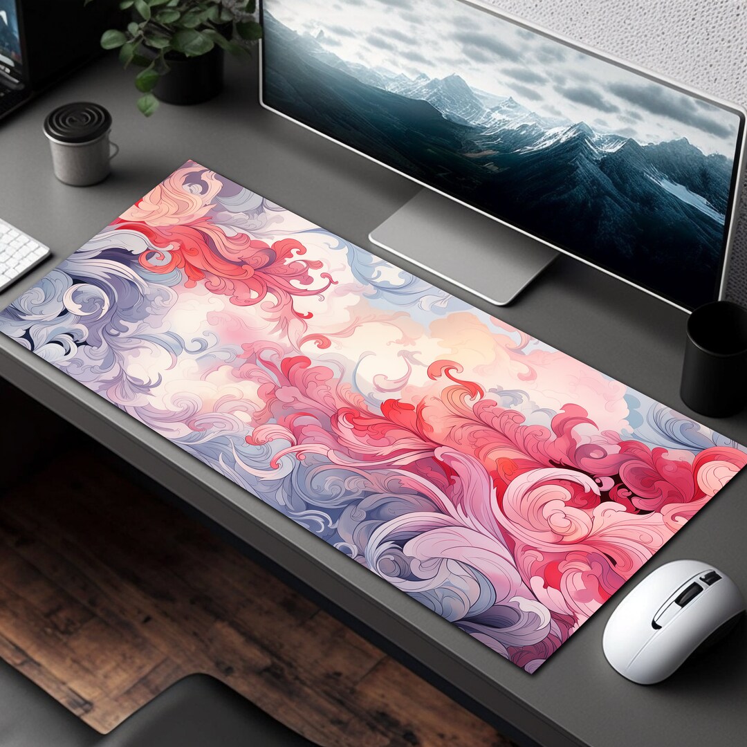 Mesmerizing Pink Aesthetic Desk Covering, Water Resistant Desk Pad ...