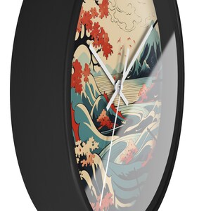 Sakura Waves Japan Wall Clock, Japanese Round Wall Clock, Asian Art ...