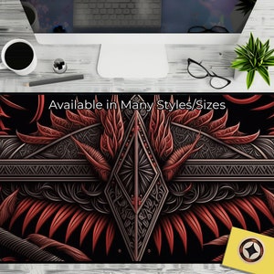 Gothic Abstract Mousepad - Dark Red and Black, Large Gaming Desk Mat ...