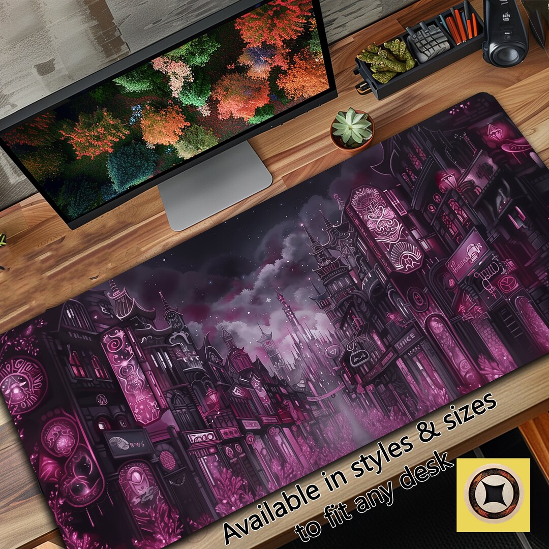 Dark Purple Cyberpunk Gaming Desk Mat Mousepad, Gamer Gifts, Table Top ...