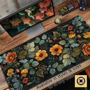 Old World Style Cottagecore Flowers, Cute Desk Decor, Floral Desk Mat ...
