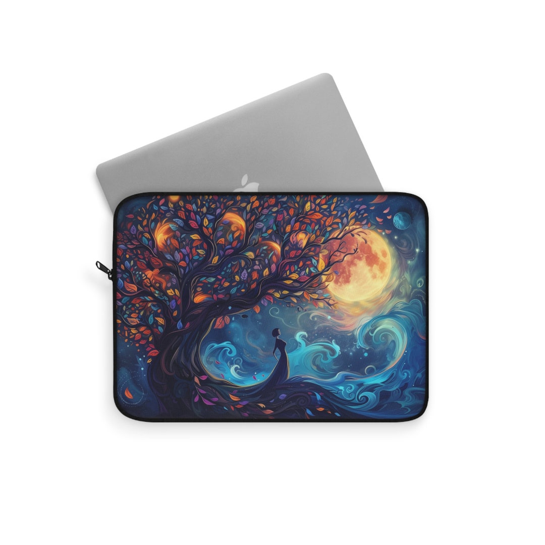 Dreamy Full Moon Tree Art, Aesthetic Laptop Sleeve, Cute Tablet Sleeve ...