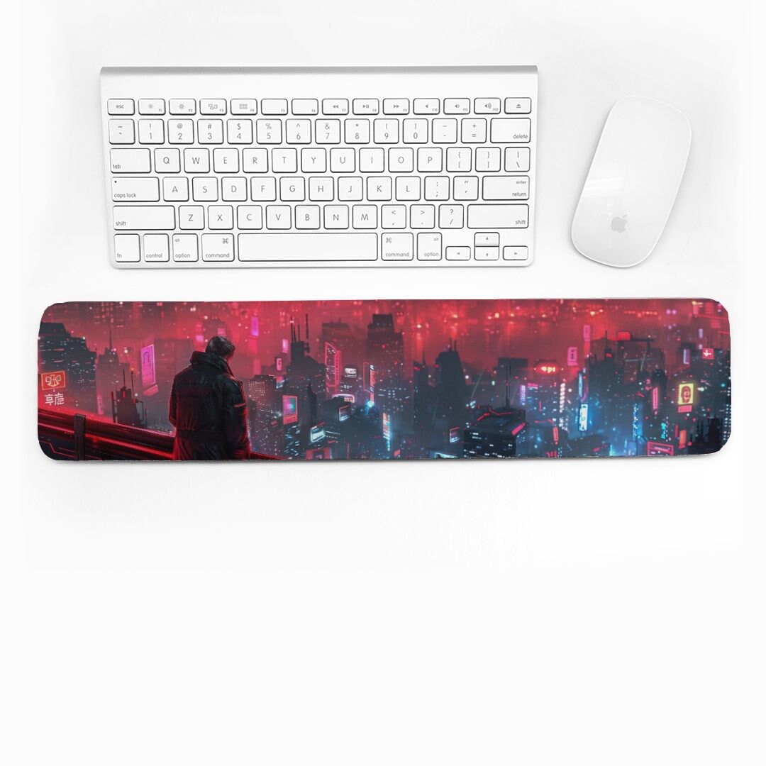 Cyberpunk Neon Red Keyboard Wrist Rest, 1/2" Thick Neoprene Soft ...