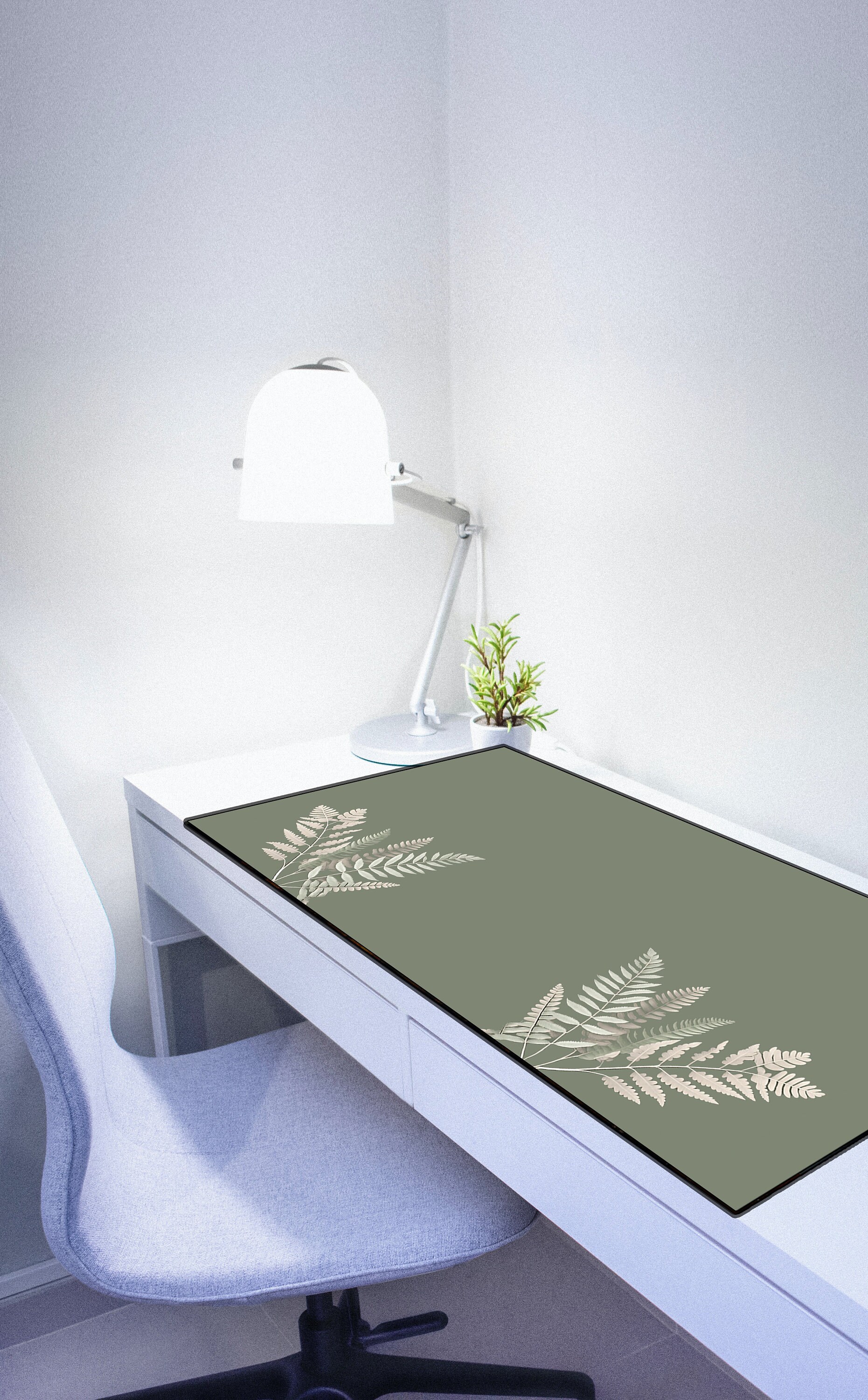 Sage Green Desk Mat, Fern Leaves Mousepad, Girly Desk, Trendy Workspace ...