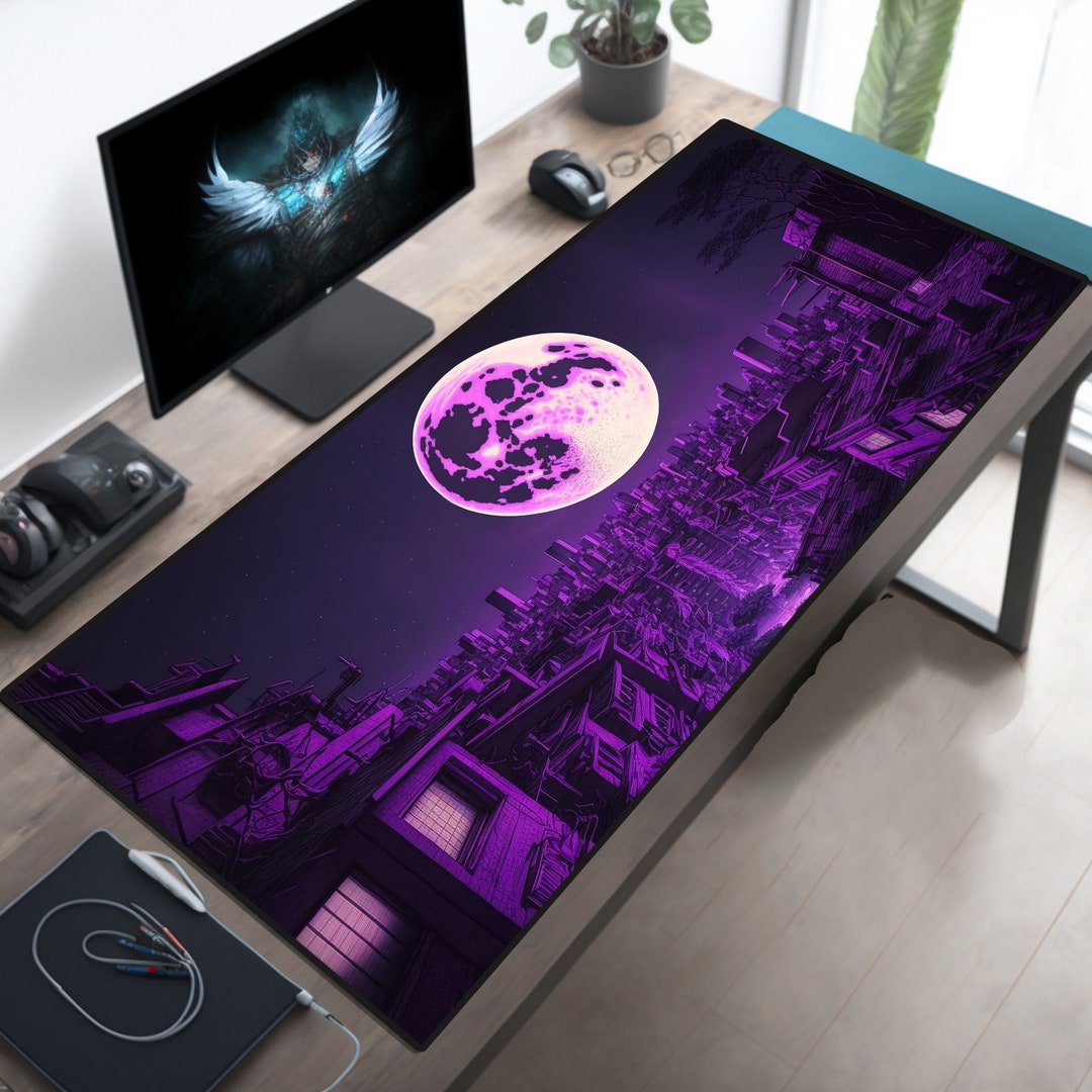 Purple Neon Tokyo Street Pixel Art,retro Vaporwave Mousepad,japanese ...