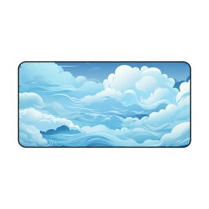 Blue Clouds Cute Desk Mat, Kawaii Gaming Mouse Pad, Aesthetic Home ...