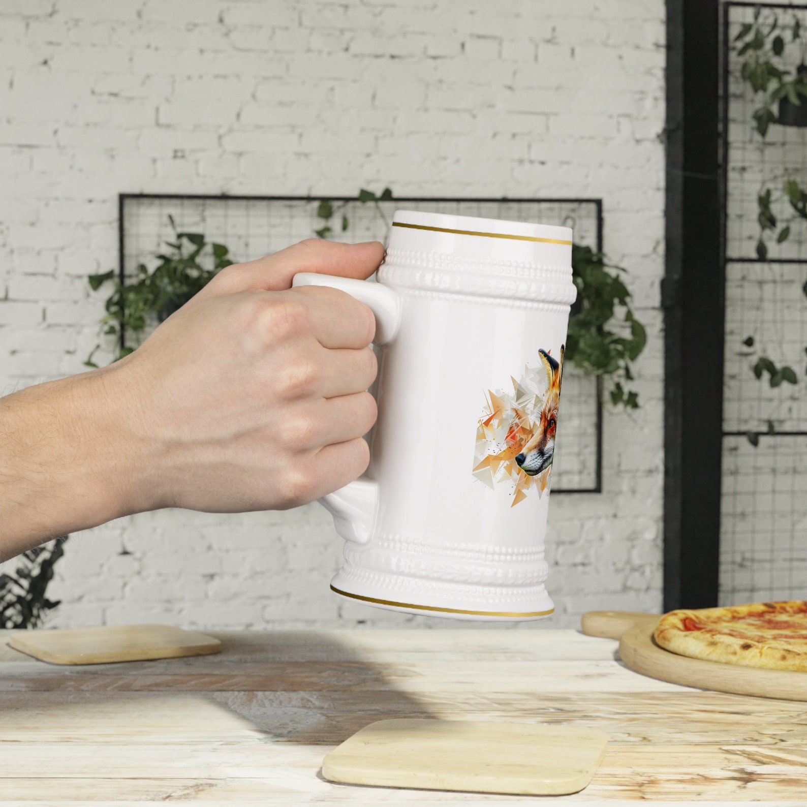 Japanese Red Fox Beer Stein Mug, Custom Beer Stein, Fox Root Beer Mug ...