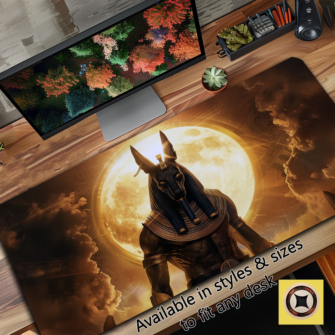 Fantasy Ancient Egyptian Mythology Desk Pad, Anubis Art, Gaming Desk ...